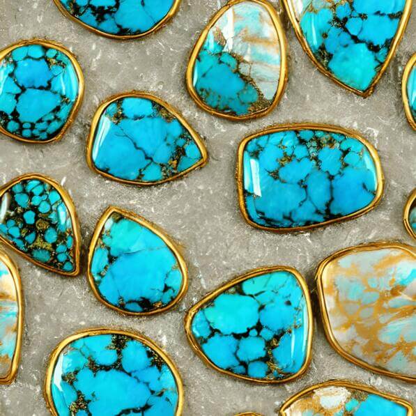 Download Turquoise and Gold Jewelry on Display Patterns Online ...