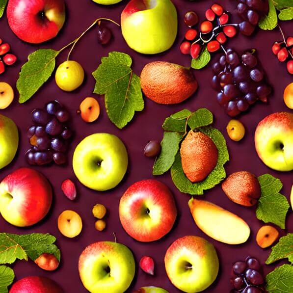 Download Assorted Fruits on a Background of Leaves Patterns Online ...