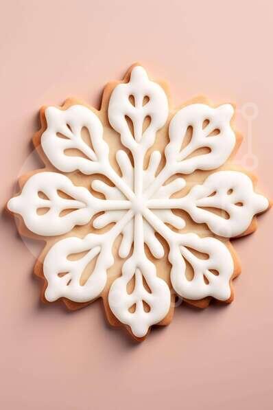Snowflake Cookie with White Frosting - Decorative Cookie stock photo ...