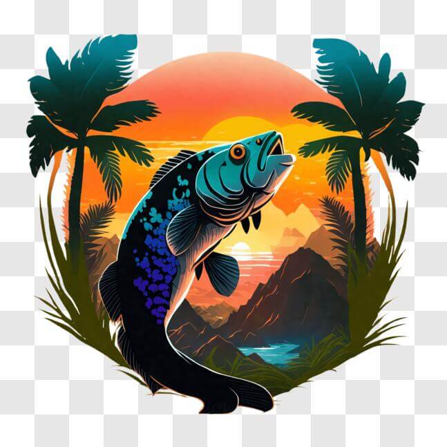 Download Fishing in Tropical Paradise with Sunset PNGs Online ...