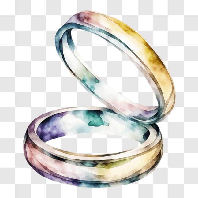 Download Colorful Stacked Wedding Rings with Watercolor Paint PNGs ...