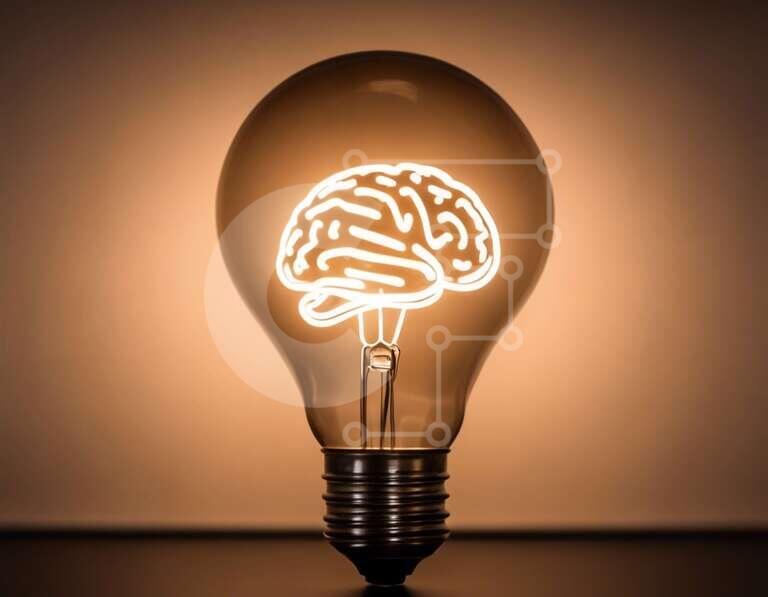 Light Bulb with Brain Inside - Representation of Mental Health stock ...