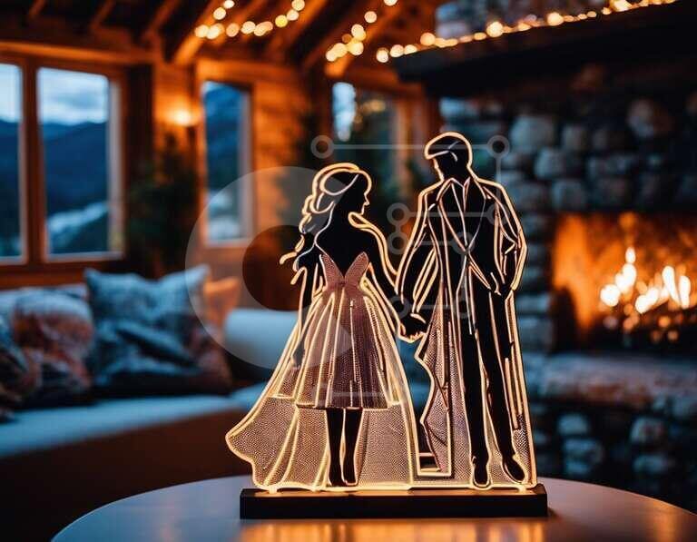 Romantic Illuminated Light Sculpture stock photo | Creative Fabrica