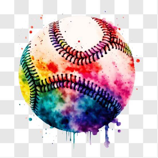 Download Colorful Softball with Splashes of Paint PNGs Online ...