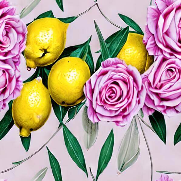 Download Seamless Pattern of Pink Roses and Lemons Patterns Online ...