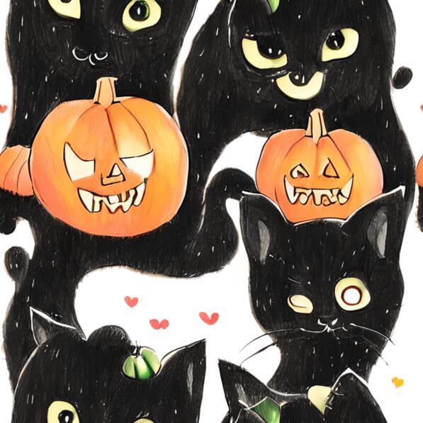 Download Black Cats with Pumpkins Drawing Patterns Online - Creative ...
