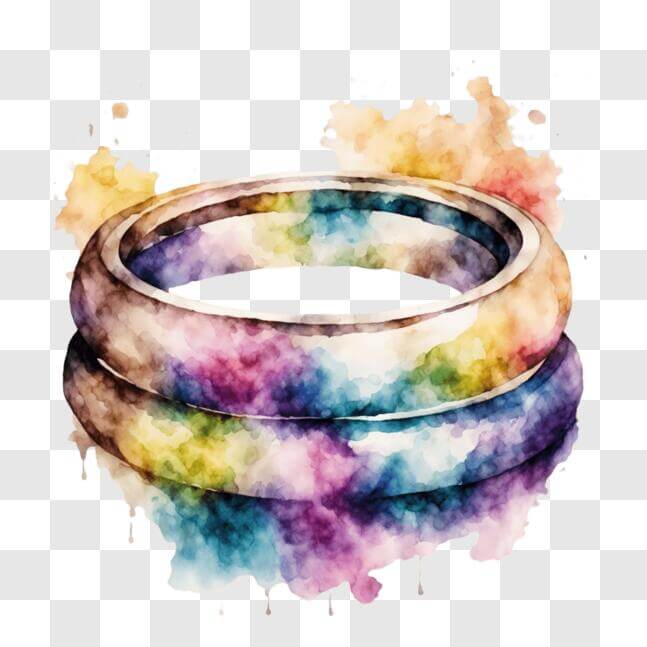 Download Colorful Wedding Rings on Black Background with Watercolor ...