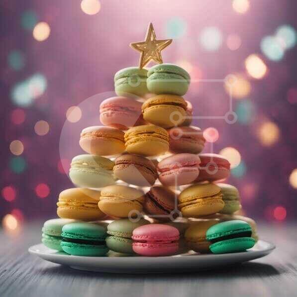 Delicious Macaroon Christmas Tree stock photo | Creative Fabrica