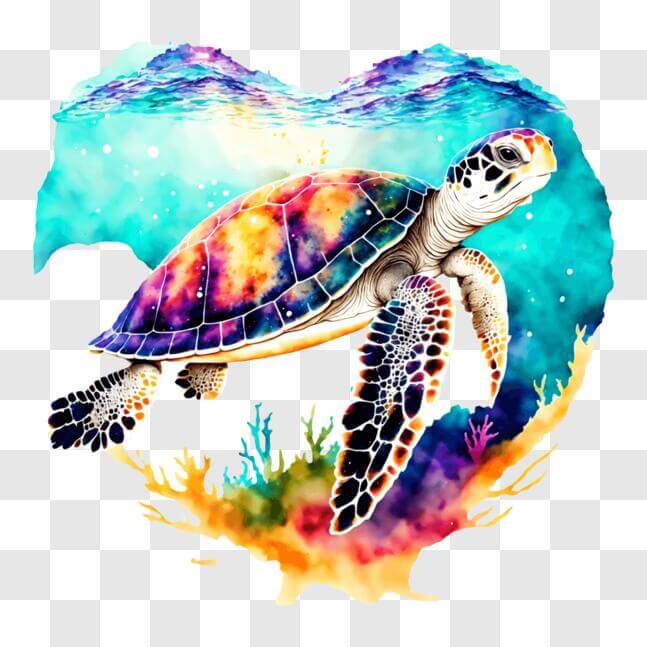Download Abstract Heart-shaped Turtle in the Ocean PNGs Online ...