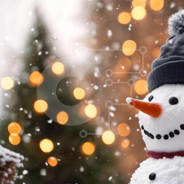 Snowman in a Winter Landscape stock photo | Creative Fabrica