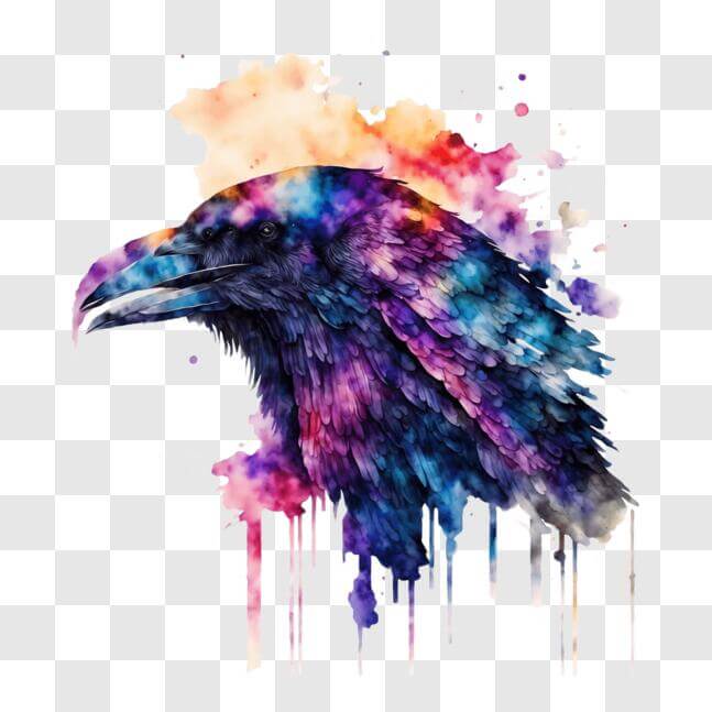 Download Colorful Abstract Painting of a Raven's Head PNGs Online ...