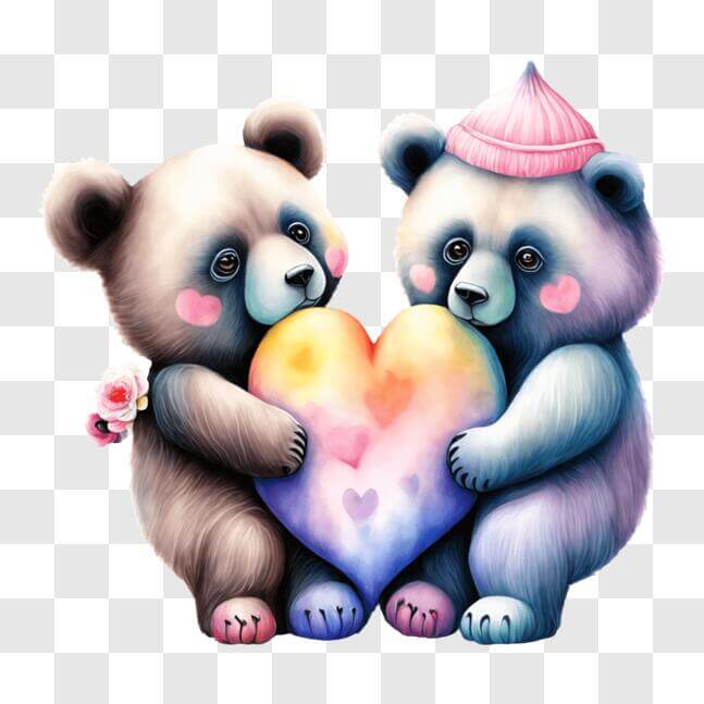Download Teddy Bears Holding Heart - Love and Affection PNGs Online ...