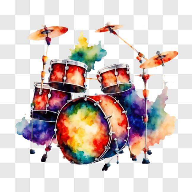 Download Colorful Drum Set with Paint Splashes PNGs Online - Creative ...