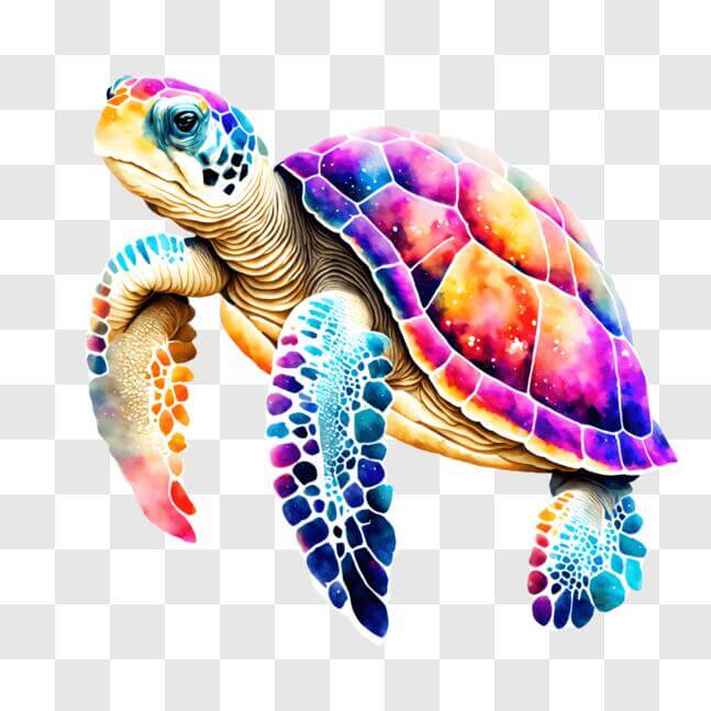 Download Colorful Turtle Swimming in the Ocean PNGs Online - Creative ...