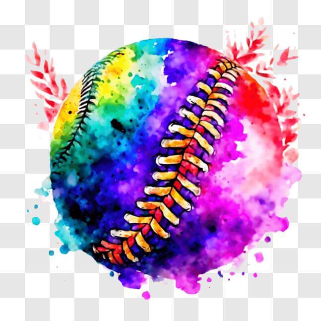 Download Colorful Softball with Splashes of Paint PNGs Online ...