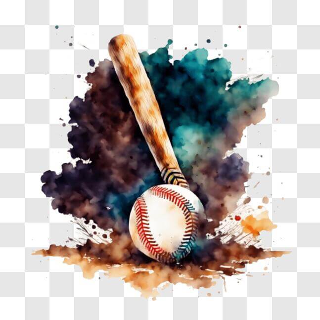 Download Abstract Baseball Artwork with Watercolor Background PNGs ...