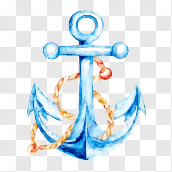 Download Watercolor Anchor Painting with Red and Blue Paint Splashes ...