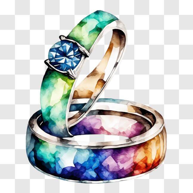 Download Colorful Stacked Wedding Rings with Diamond PNGs Online ...