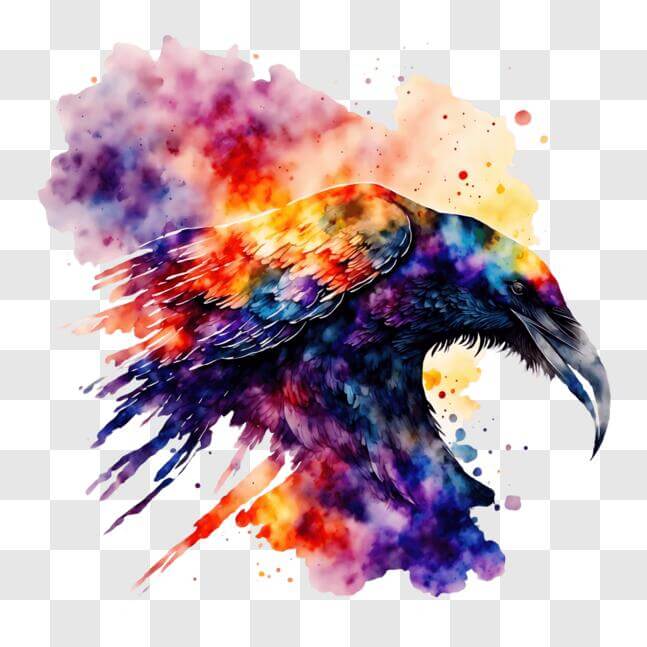 Download Colorful Raven Bird with Raised Beak PNGs Online - Creative ...