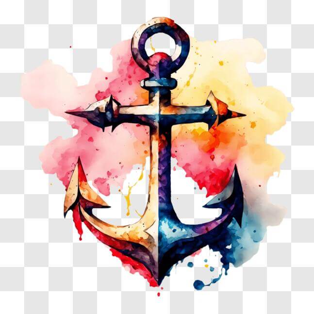 Download Colorful Watercolor Anchor Painting PNGs Online - Creative Fabrica