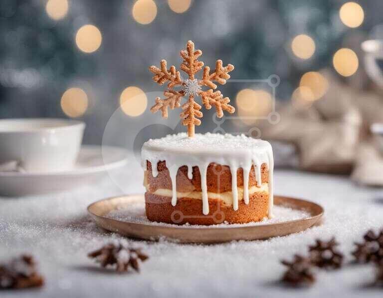 Snowflake-shaped Cake with Icing and Frosting stock photo | Creative ...