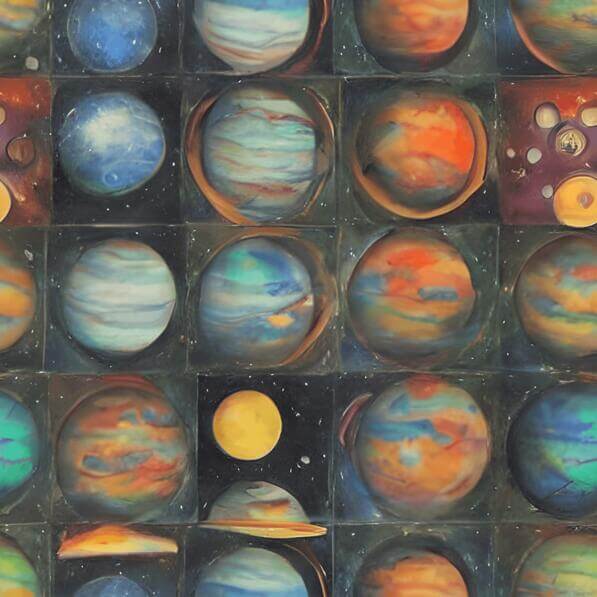 Download Colorful Planets Collage Patterns Online - Creative Fabrica