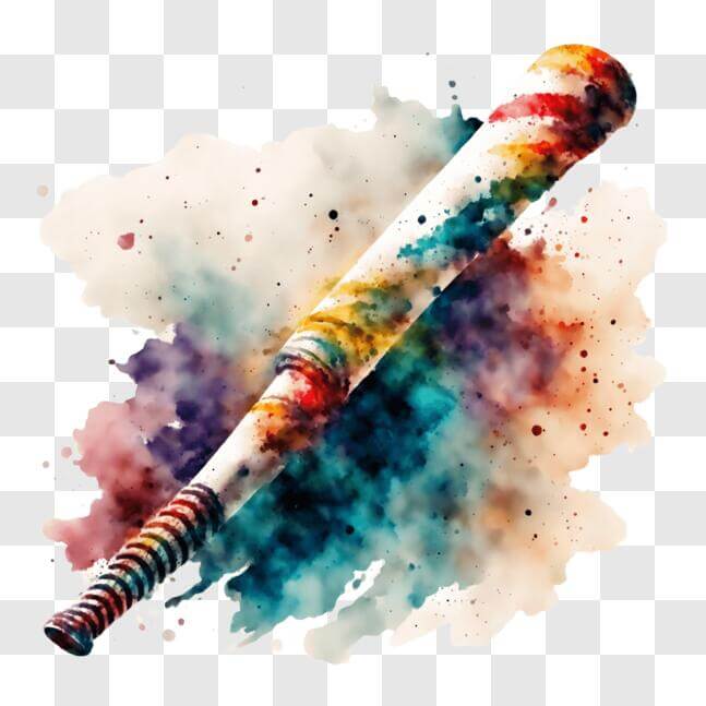 Download Colorful Baseball Bat on Watercolor Splatters PNGs Online ...