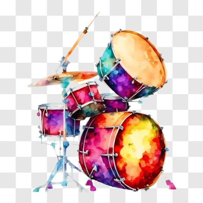 Download Colorful Drum Set with Vibrant Paint PNGs Online - Creative ...