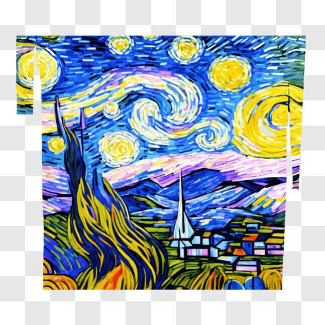 Download Starry Night Painting by Vincent van Gogh PNGs Online - Creative Fabrica
