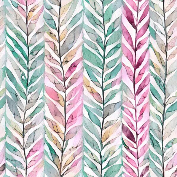 Download Watercolor Leaf Pattern in Pink, Green, and Blue Patterns ...
