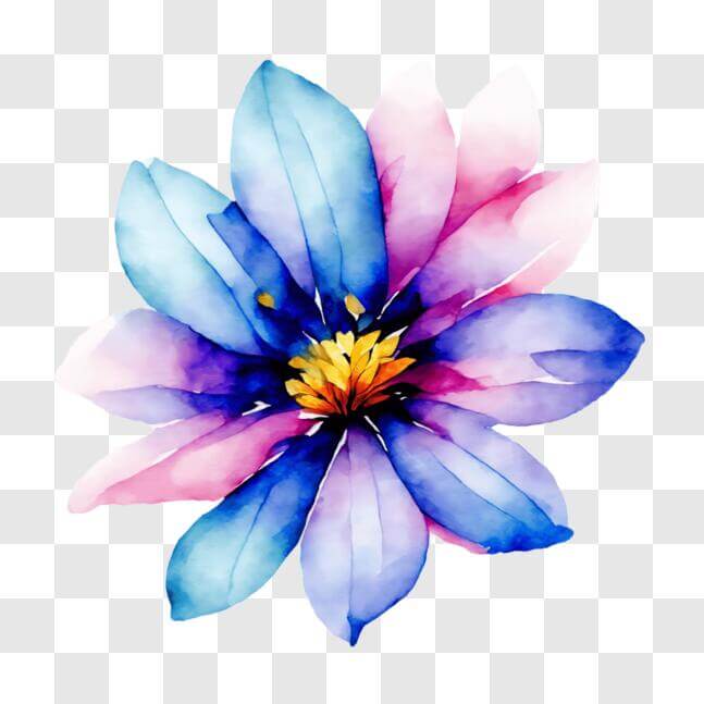 Download Watercolor Flower - Pink, Blue, and Purple PNGs Online ...