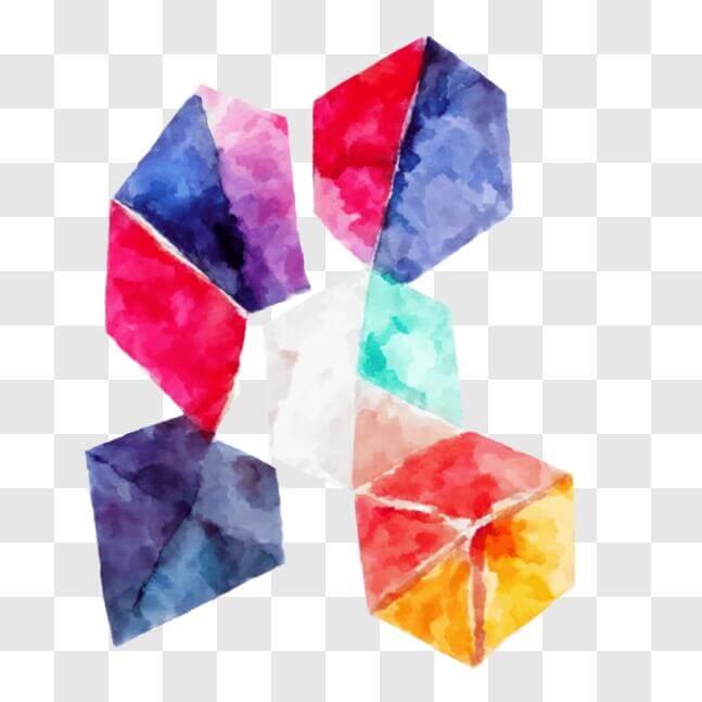 Download Colorful Geometric Shapes Watercolor Painting PNGs Online ...
