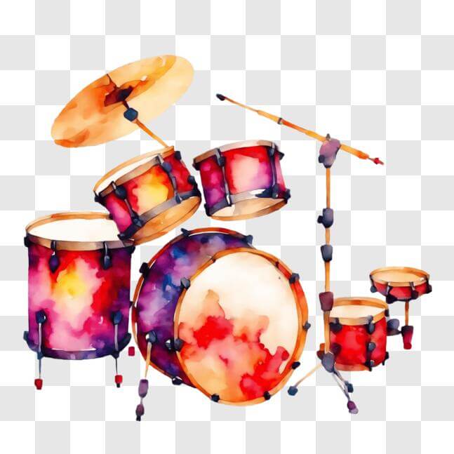 Download Colorful Drum Set - Artistic Creation for Music Education PNGs ...