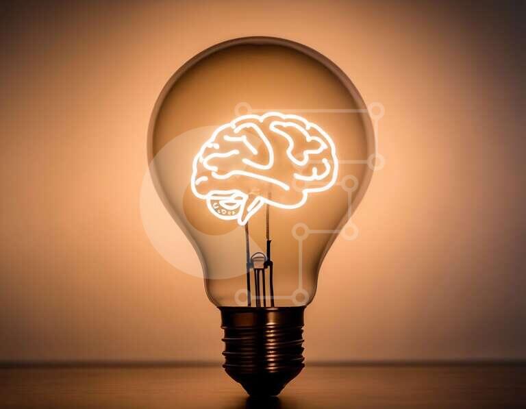 Illuminated Brain in Light Bulb - Educational Image stock photo ...