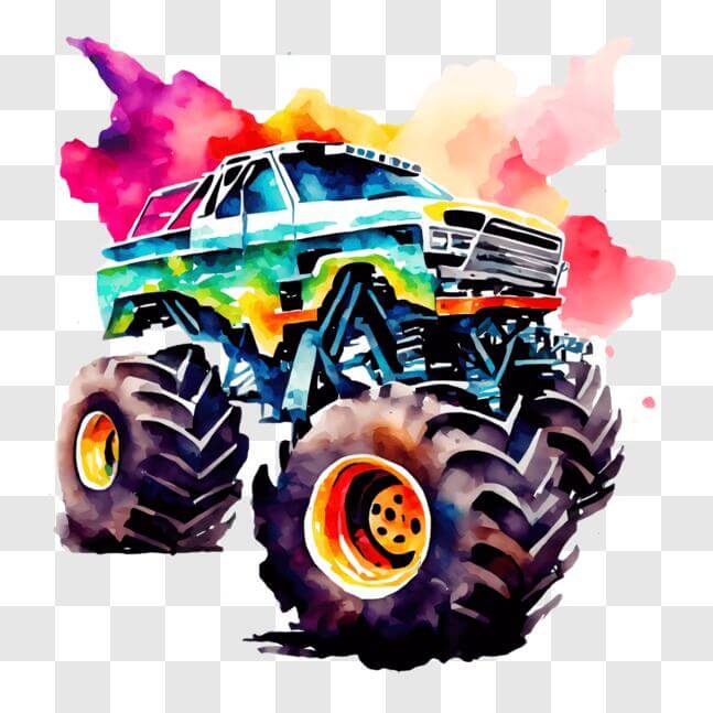 Download Colorful Watercolor Monster Truck for Monster Jam Event PNGs ...