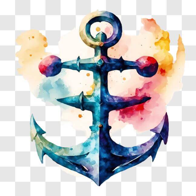 Download Colorful Watercolor Anchor Painting PNGs Online - Creative Fabrica