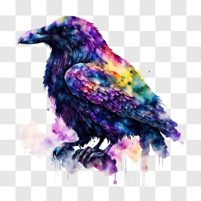 Download Colorful Raven on Abstract Background PNGs Online - Creative ...