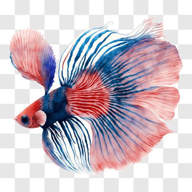 Download Red, White, and Blue Siamese Catfish with Striped Fins PNGs ...