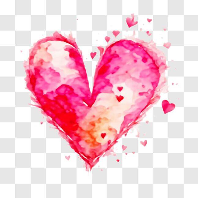 Download Watercolor Heart with Small Hearts PNGs Online - Creative Fabrica