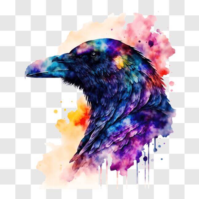 Télécharger Peinture de corbeau colorée avec des éclaboussures d ...
