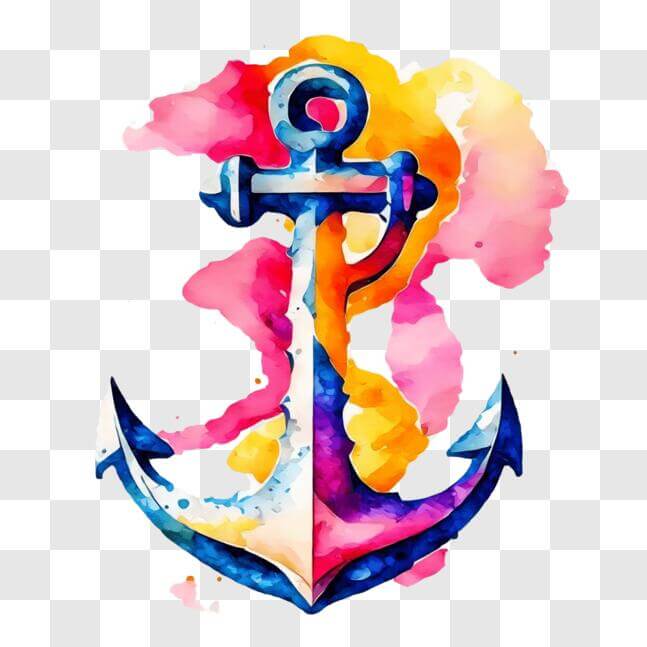 Download Colorful Watercolor Anchor Artwork on Black Background PNGs ...
