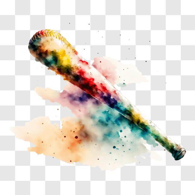Download Colorful Baseball Bat with Watercolor Splashes on Black ...