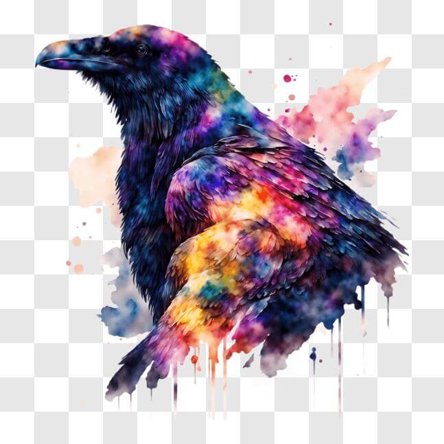 Download Colorful Raven in Abstract Painting PNGs Online - Creative Fabrica