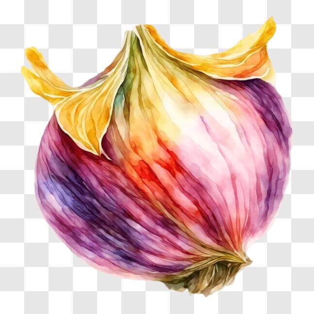 Download Watercolor Onion Illustration in Purple, Orange, and Yellow ...