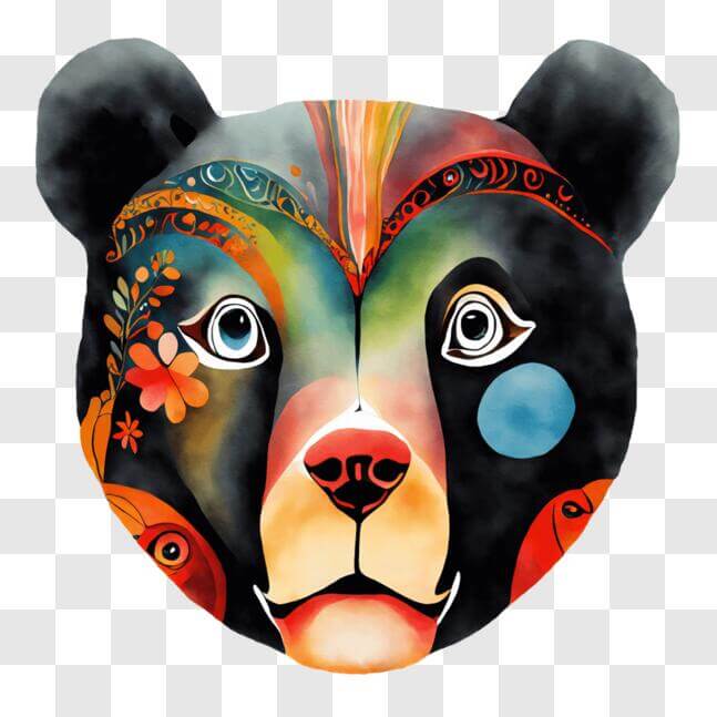 Download Colorful Bear Art with Birds and Fishes PNGs Online - Creative ...