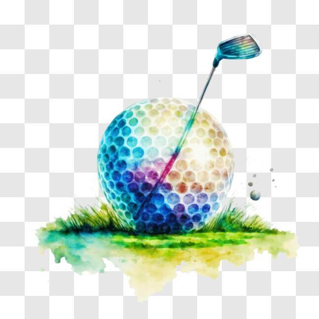 Download Watercolor Golf Ball and Tee on Black Background PNGs Online ...