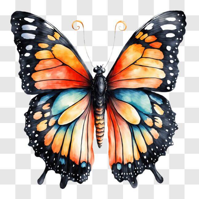Download Colorful Butterfly on Black Background PNGs Online - Creative ...