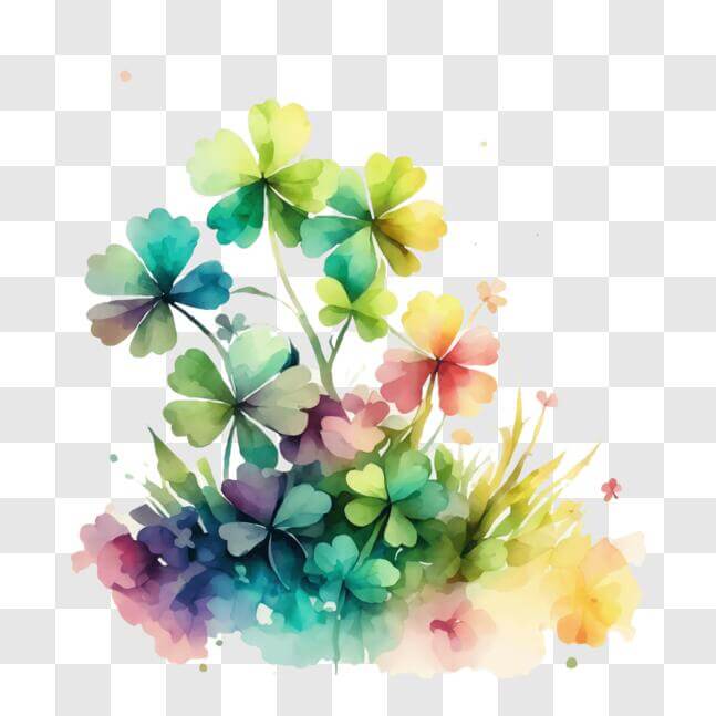 Download Colorful Shamrocks Watercolor Painting PNGs Online - Creative ...