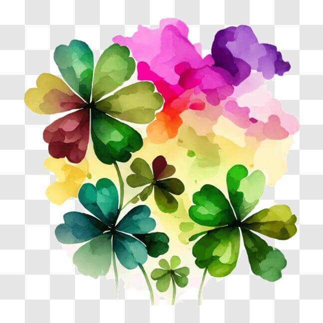 Download Colorful Clover Leaves Watercolor Painting PNGs Online ...