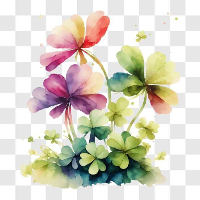 Download Colorful Shamrock Leaves Watercolor Painting for St. Patrick's ...
